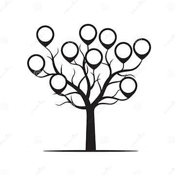 Black Tree with Borders. Vector Illustration. Stock Vector ...
