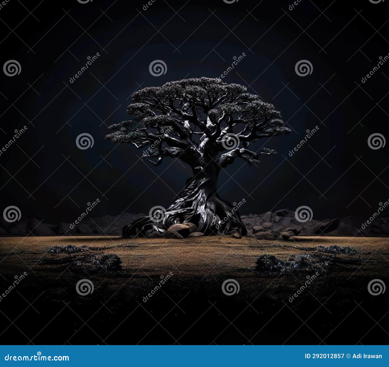 Black Tree at Dark Background Stock Illustration - Illustration of ...