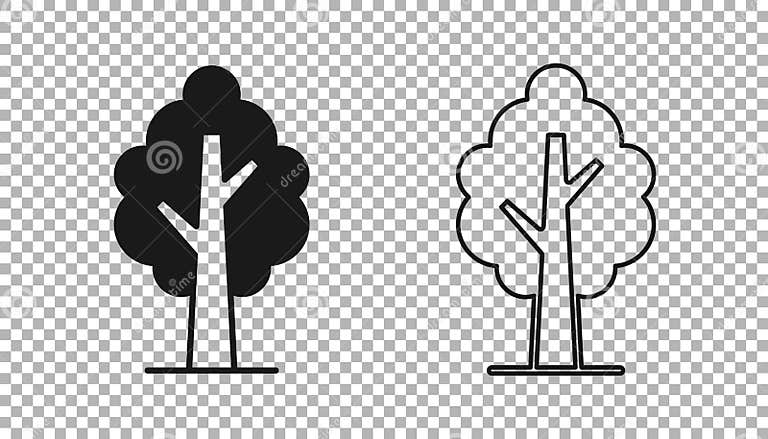 Black Tree Icon Isolated on Transparent Background. Forest Symbol Stock ...