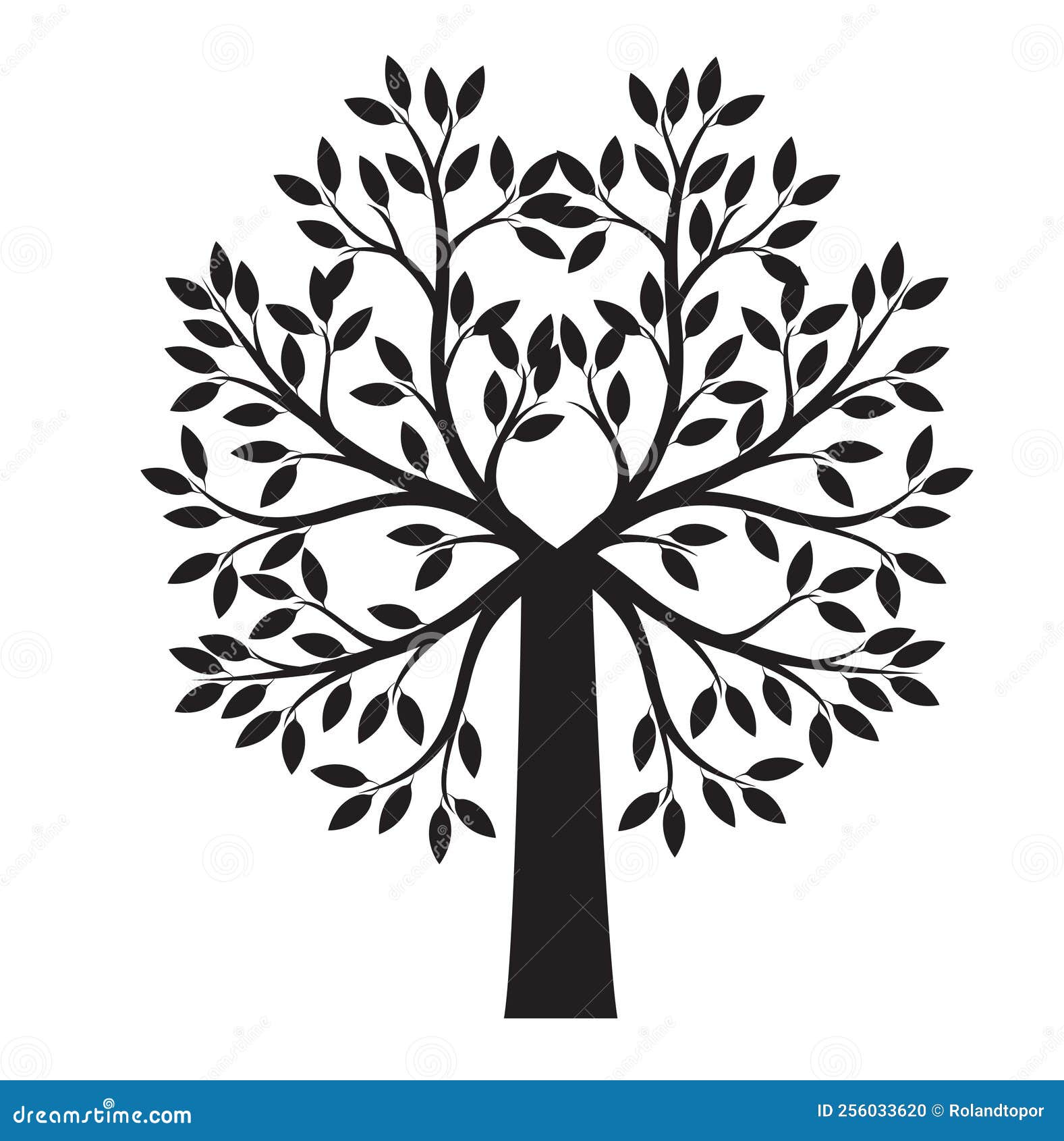 Black Shape Tree with Leaves. Vector Outline Illustration. Plant in ... Black Shape Tree with Leaves. Vector Outline Illustration. Plant in ...