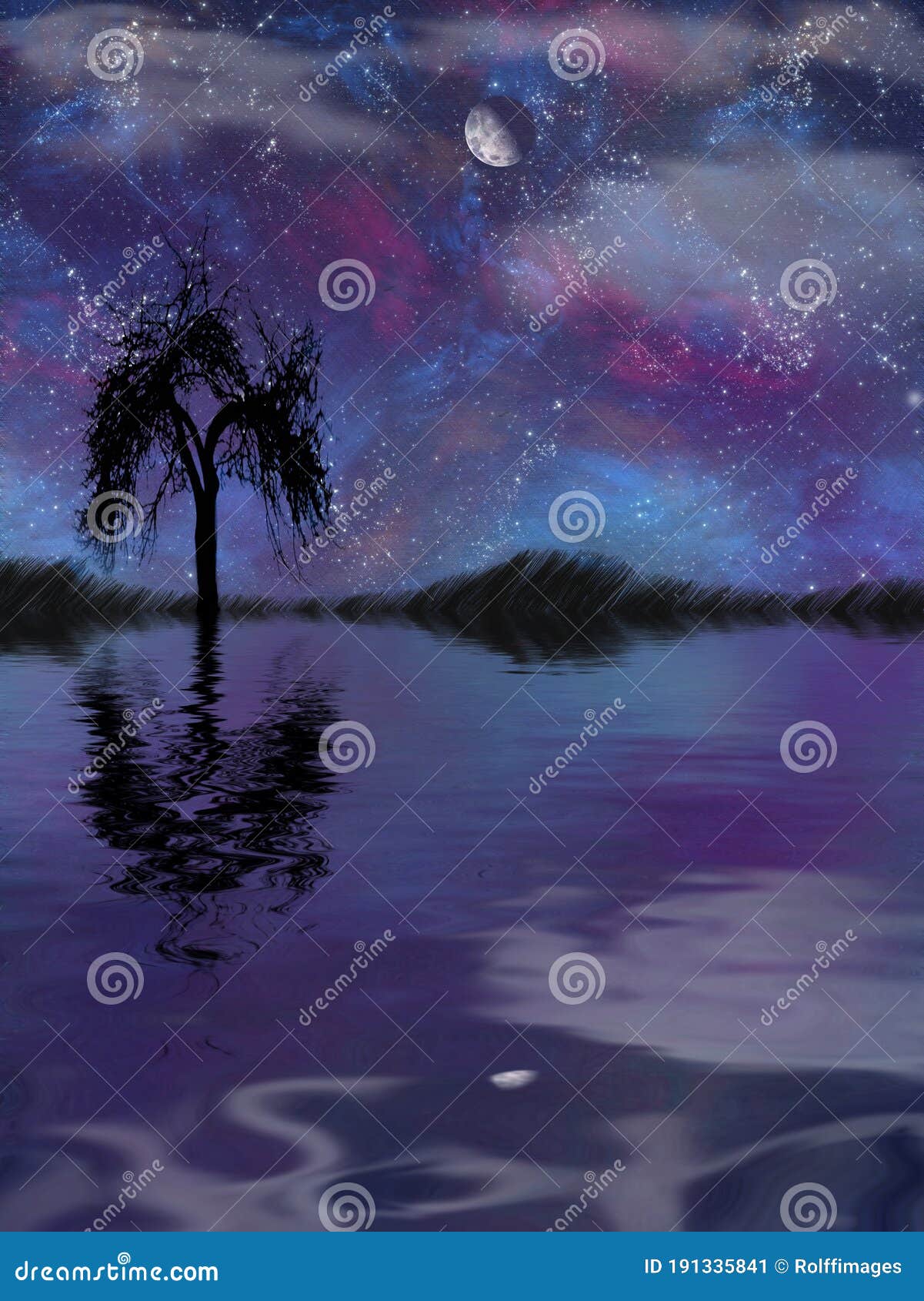 Purple Skyscape In Cartoon Space Background Illustration ...