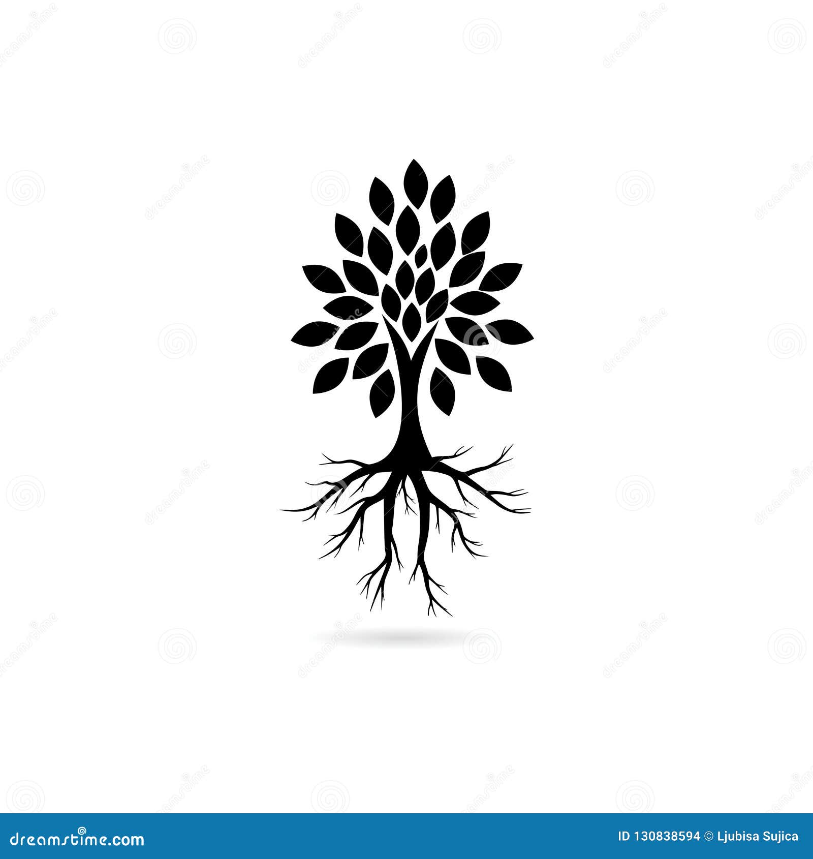 Black Tree and Root Logo, Tree and Root Icon Stock Vector ...