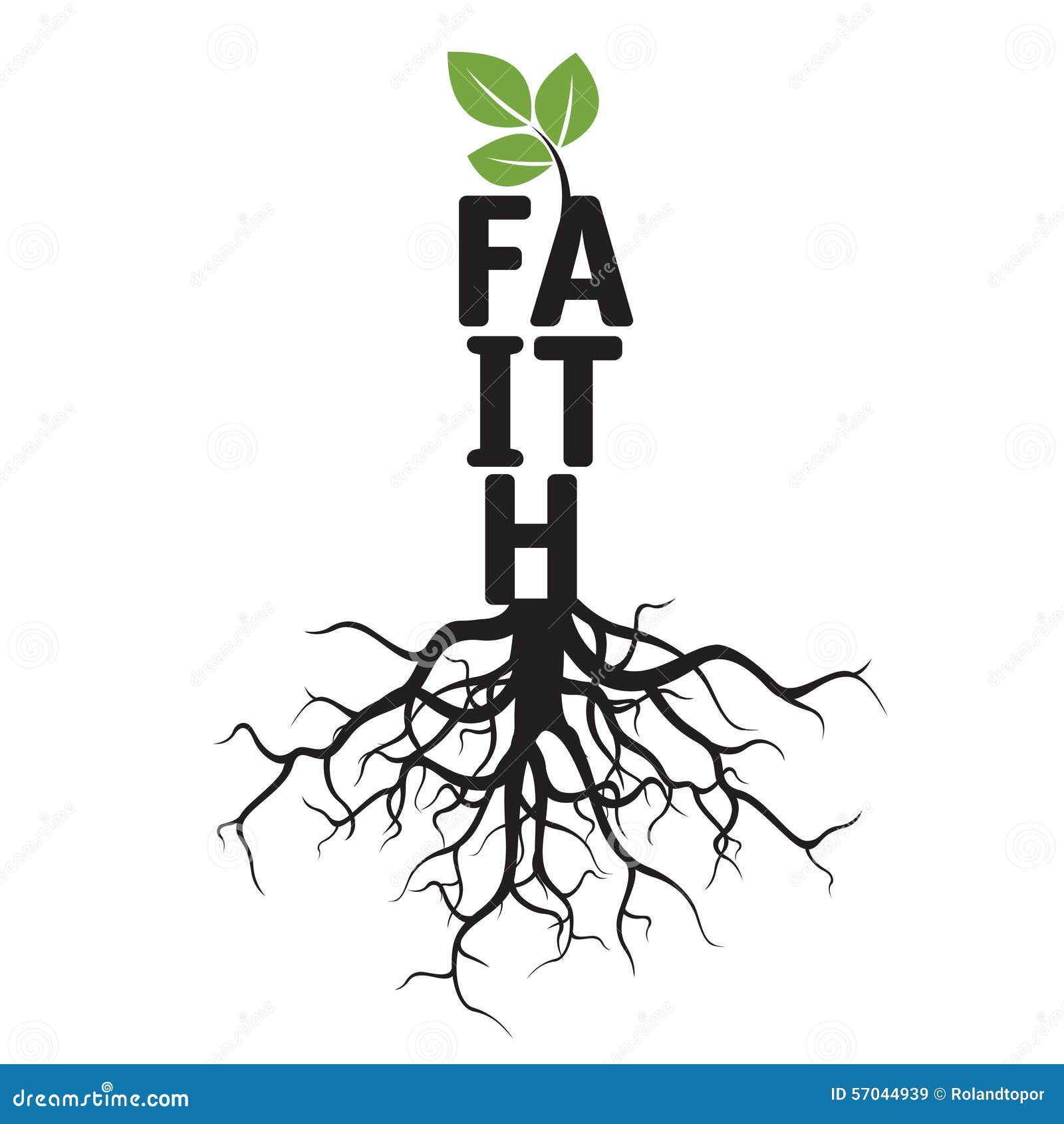 Black Tree, Roots and Text FAITH Stock Illustration - Illustration of ...