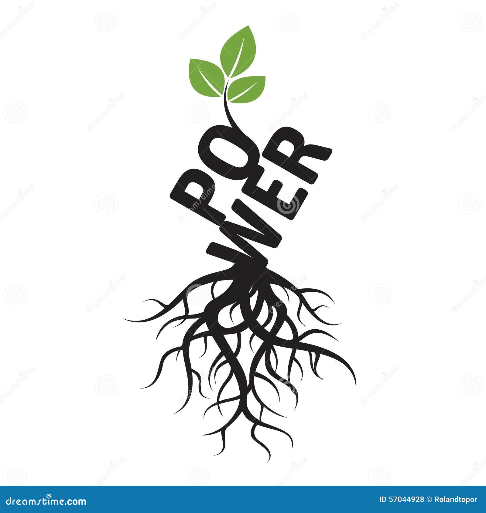 Black Tree, Roots and Text POWER Stock Illustration - Illustration of ...