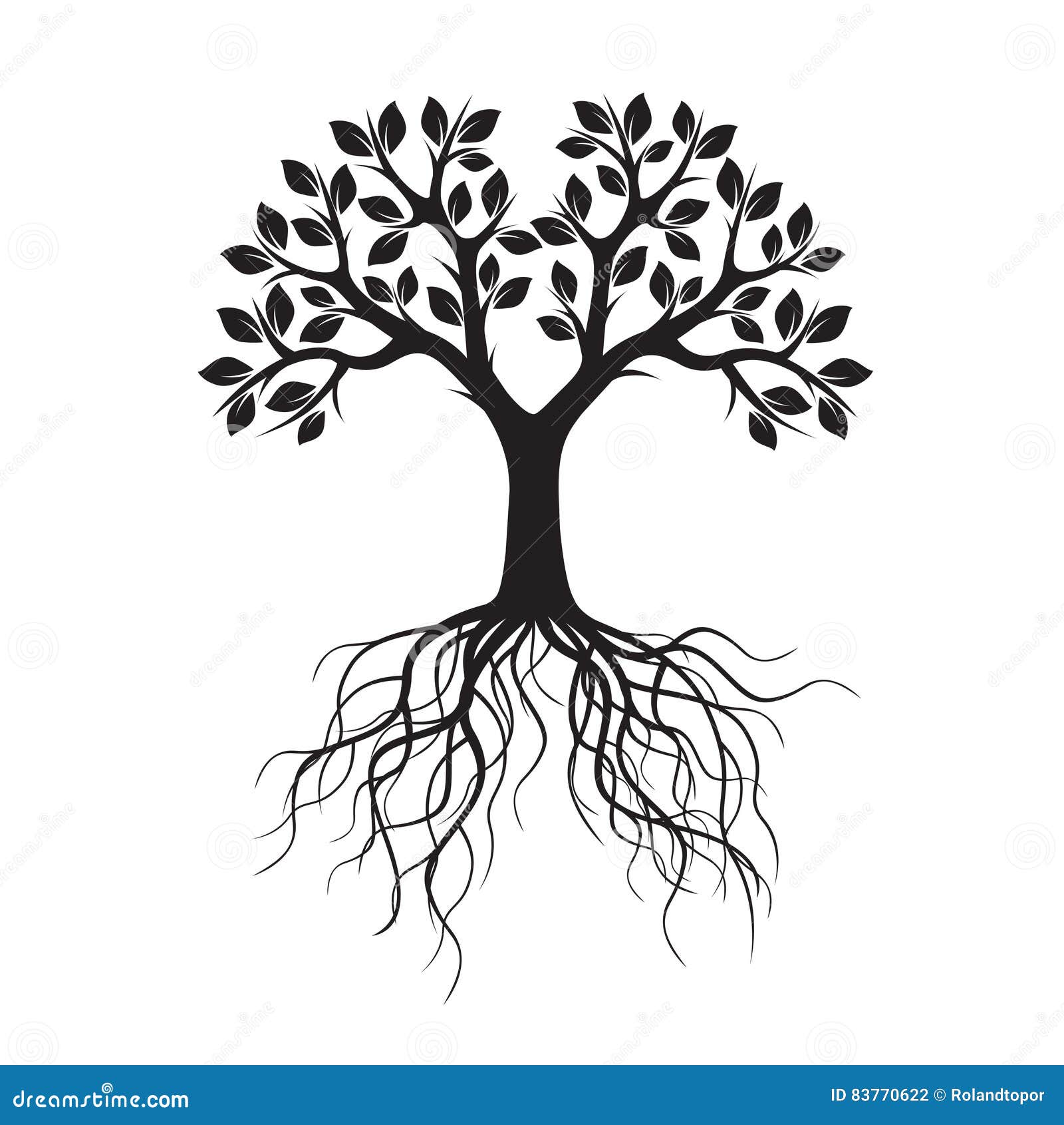 Black Tree with Roots. Vector Illustration. Stock Illustration ...