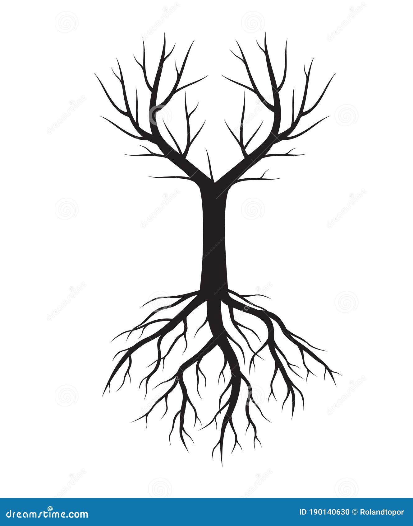 Black Tree with Roots. Vector Illustration Stock Vector - Illustration ...