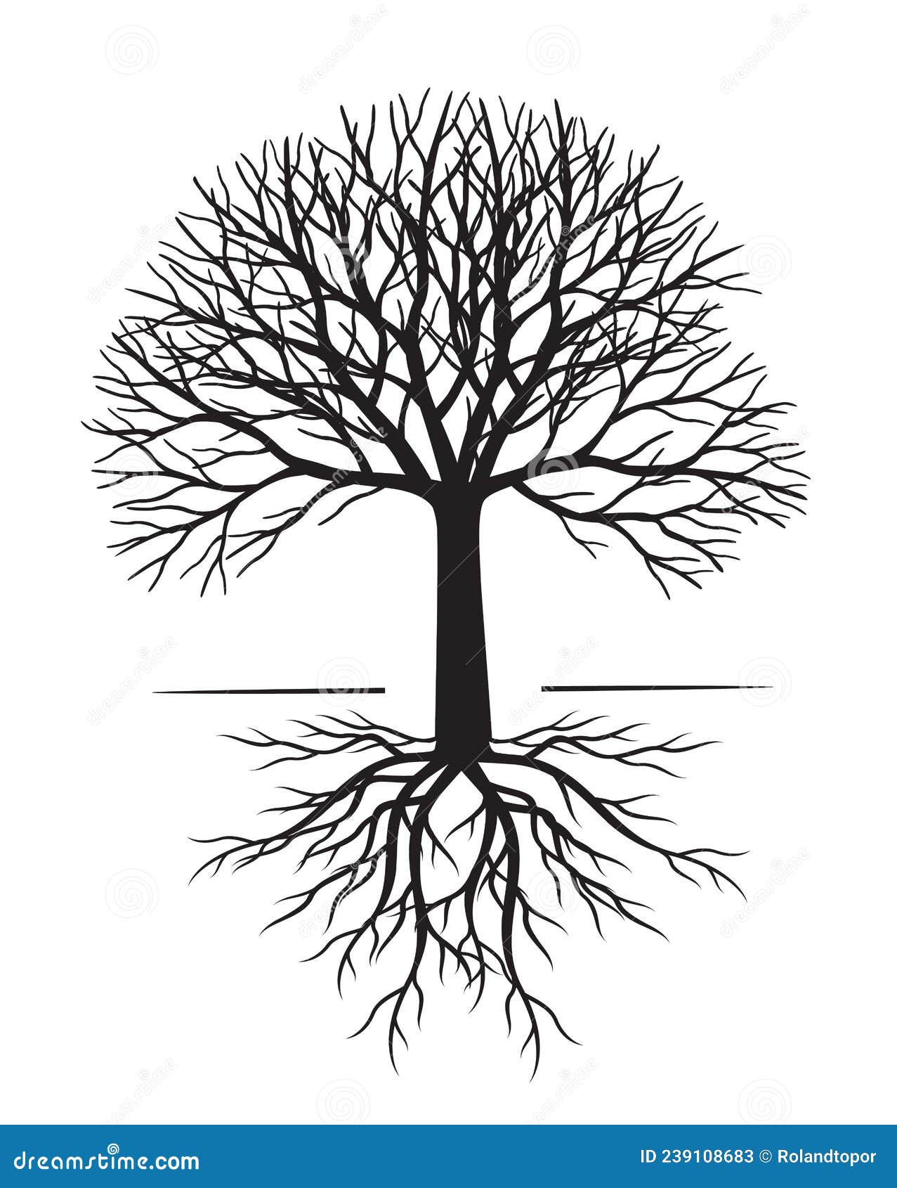 Black Tree. Vector Outline Illustration. Plant in Garden Stock Vector ...