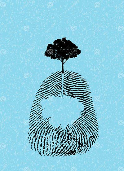 Black Tree Silhouette on Fingerprint Stock Vector - Illustration of ...