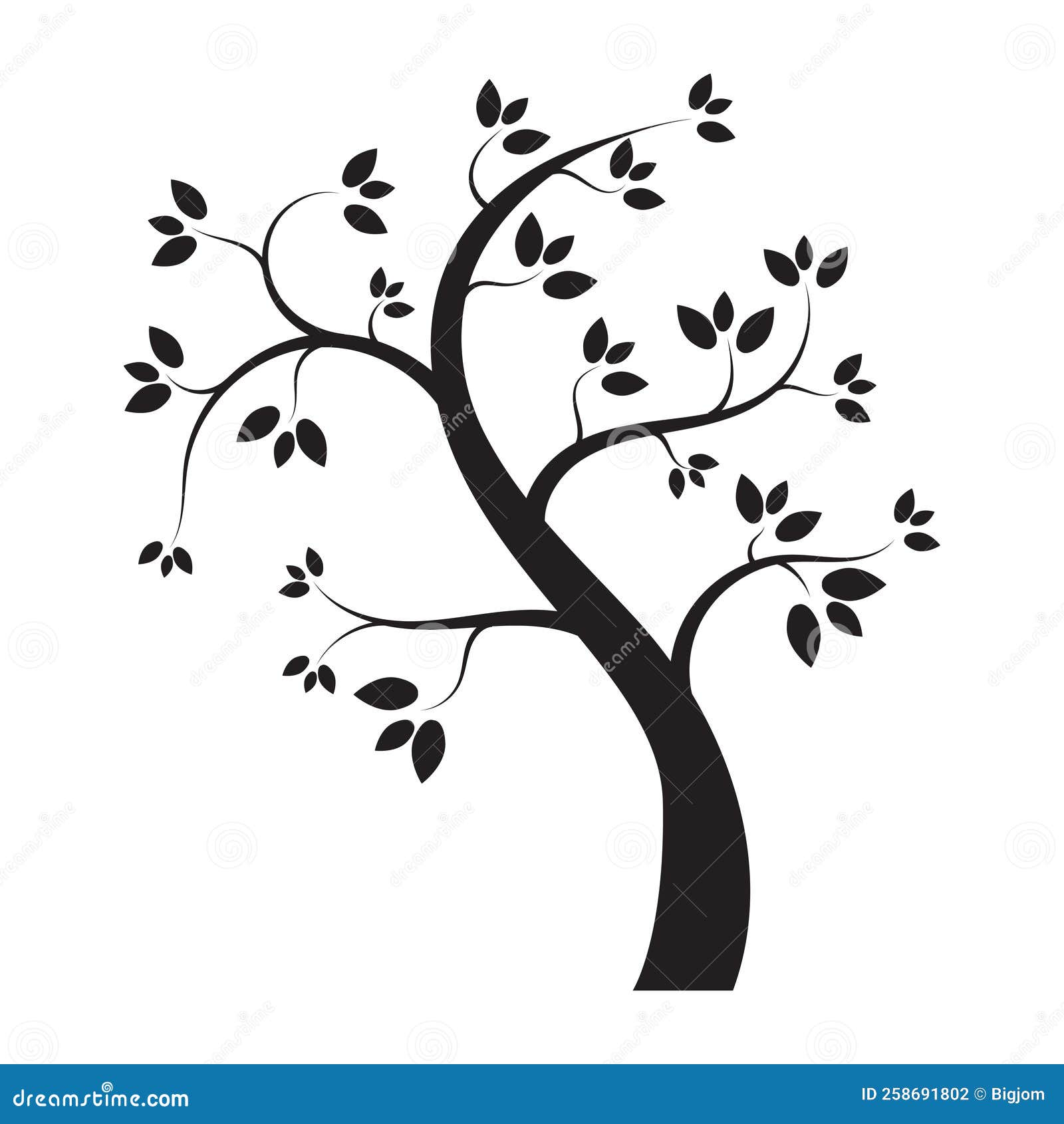 Black Tree Silhouette Isolated on White Background Vector Illustration ...