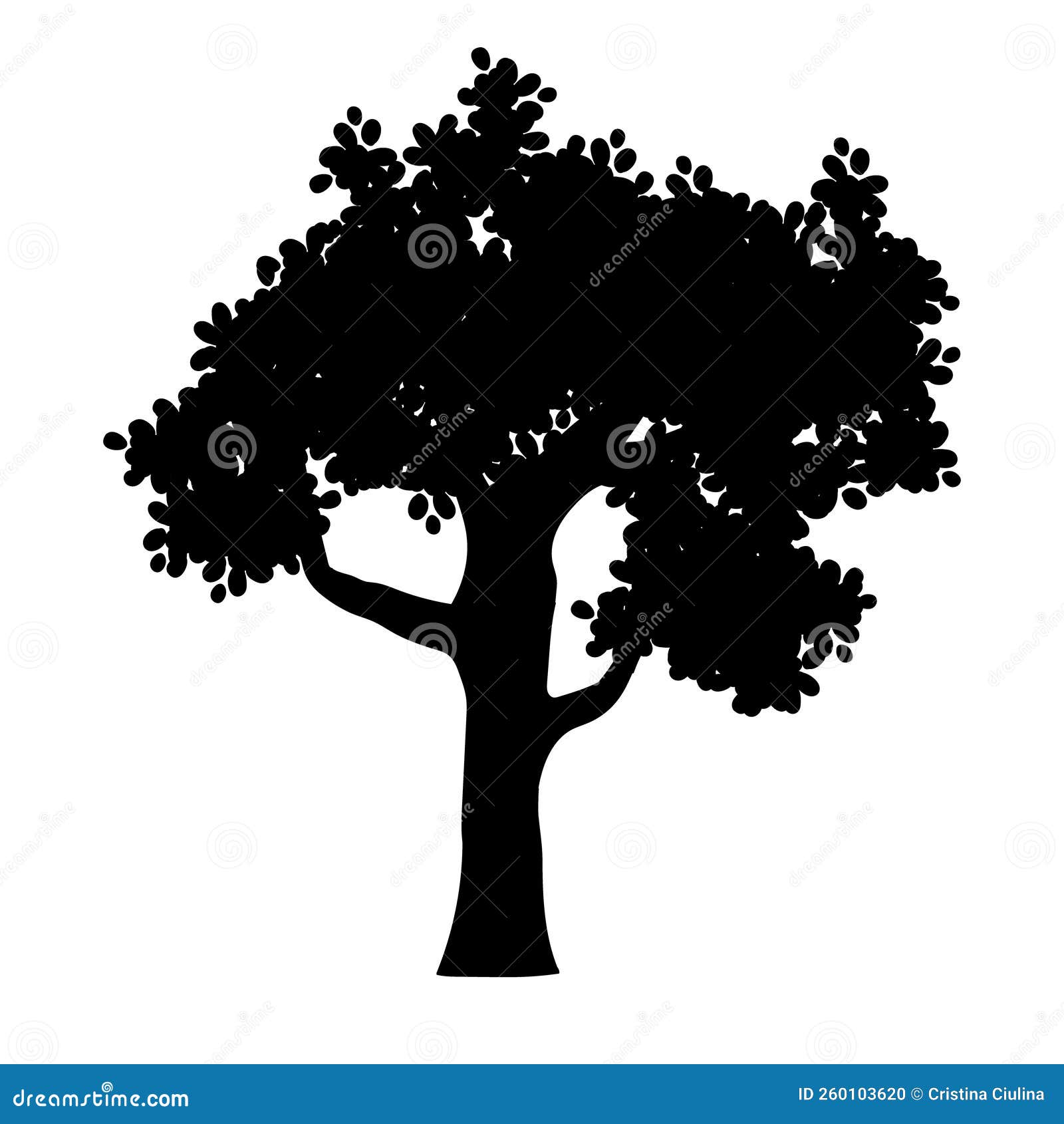 Black tree silhouette stock vector. Illustration of forest - 260103620