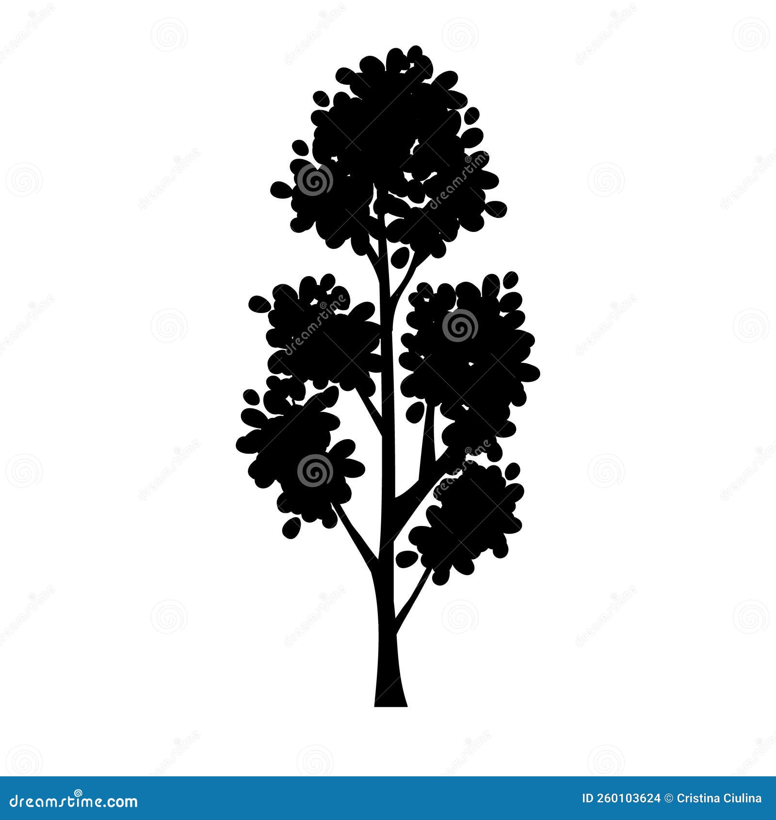 Black tree silhouette stock vector. Illustration of wood - 260103624