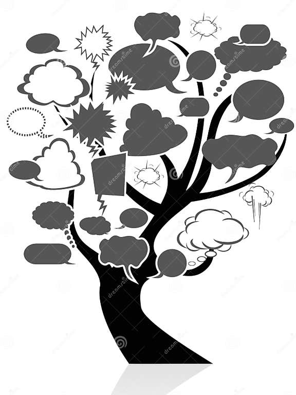 Black Tree with Speech Bubble Stock Vector - Illustration of branch ...