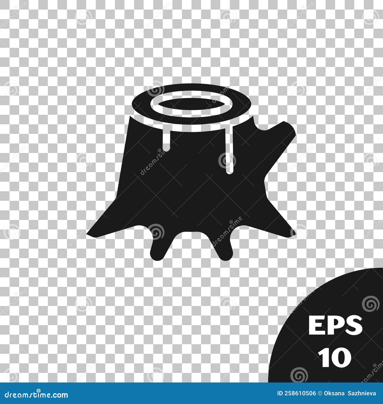 Black Tree Stump Icon Isolated on Transparent Background. Vector Stock ...