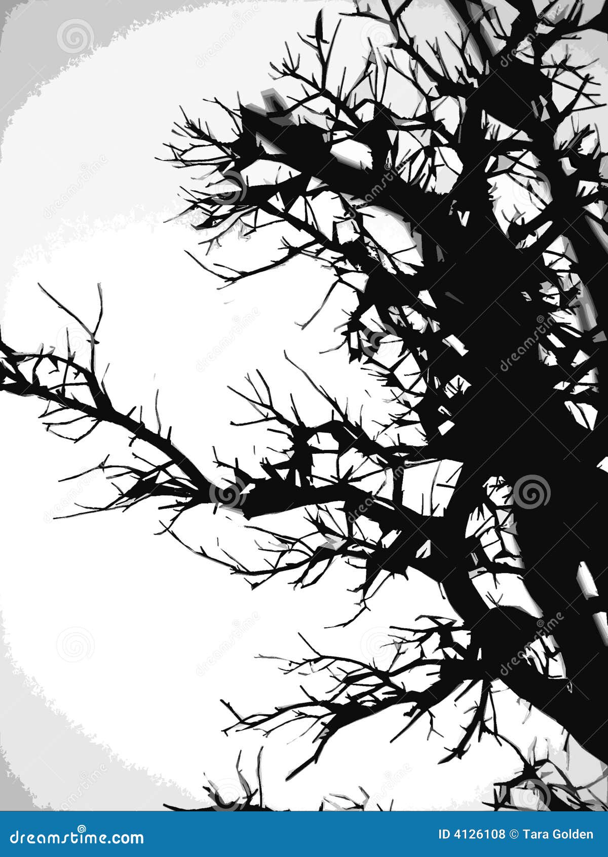Black Tree/White Moon stock illustration. Illustration of night - 4126108