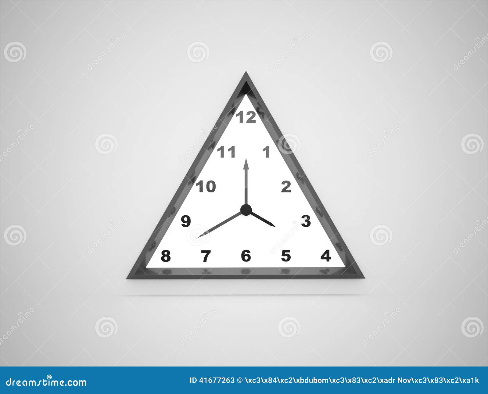 Black Triangle Clock Rendered on Dark Stock Illustration - Illustration ...