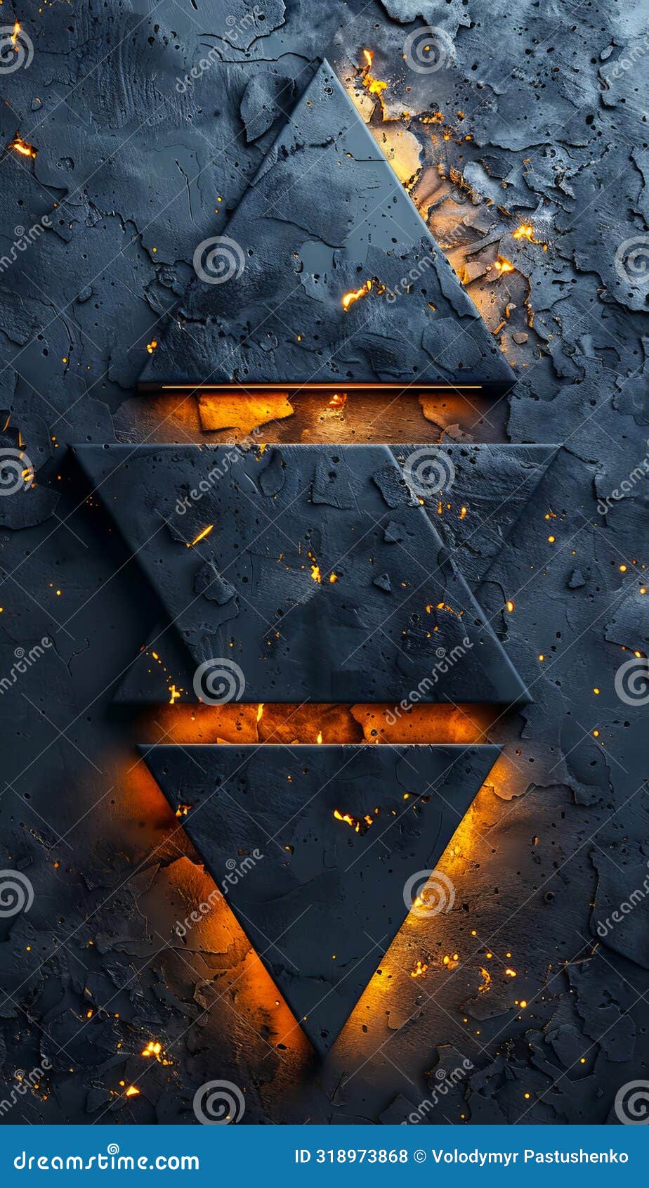 A Black Triangle with Fire on it Stock Photo - Image of generated ...
