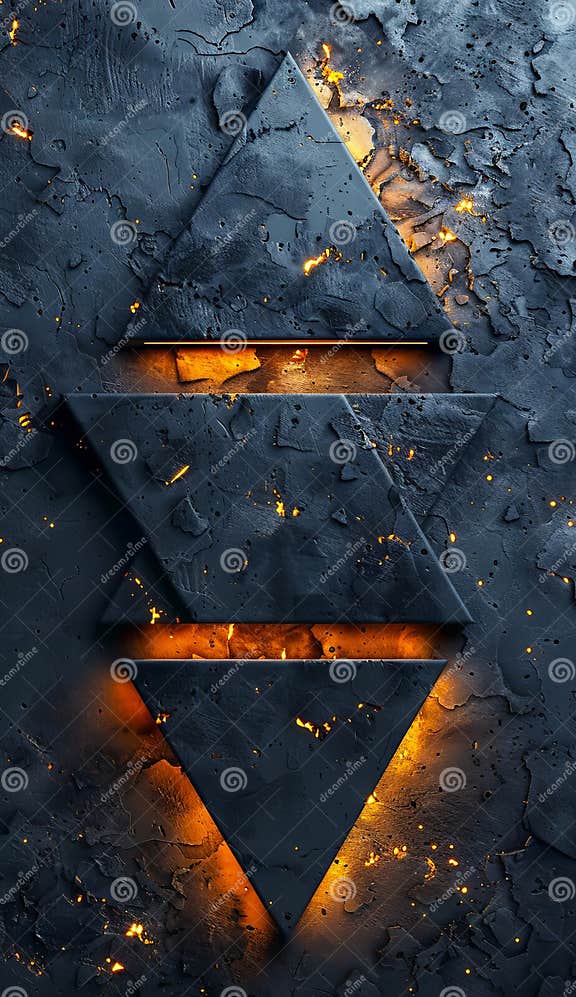 A Black Triangle with Fire on it Stock Photo - Image of generated ...
