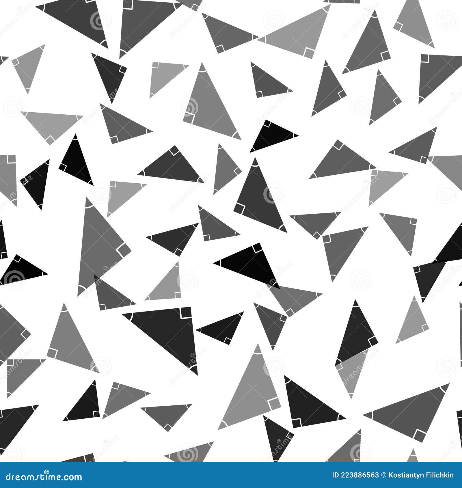 Black Triangle Math Icon Isolated Seamless Pattern on White Background ...