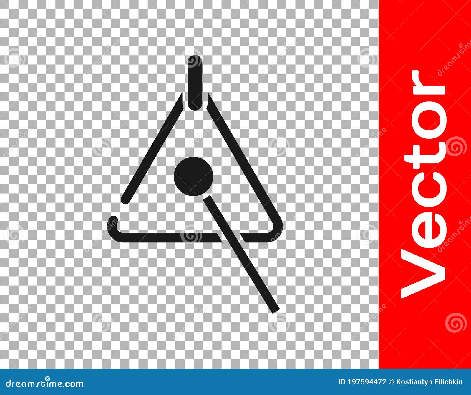 Black Triangle Musical Instrument Icon Isolated on Transparent ...