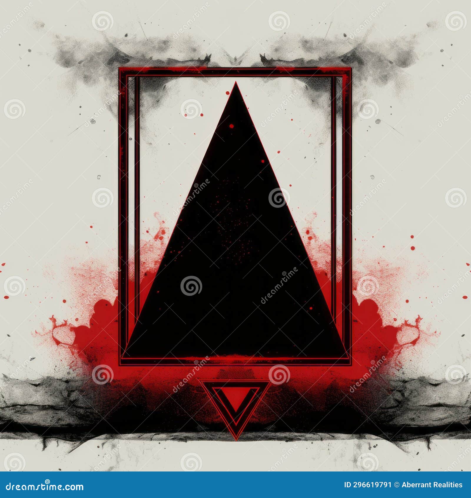 A Black Triangle with Red Paint on it Stock Illustration - Illustration ...