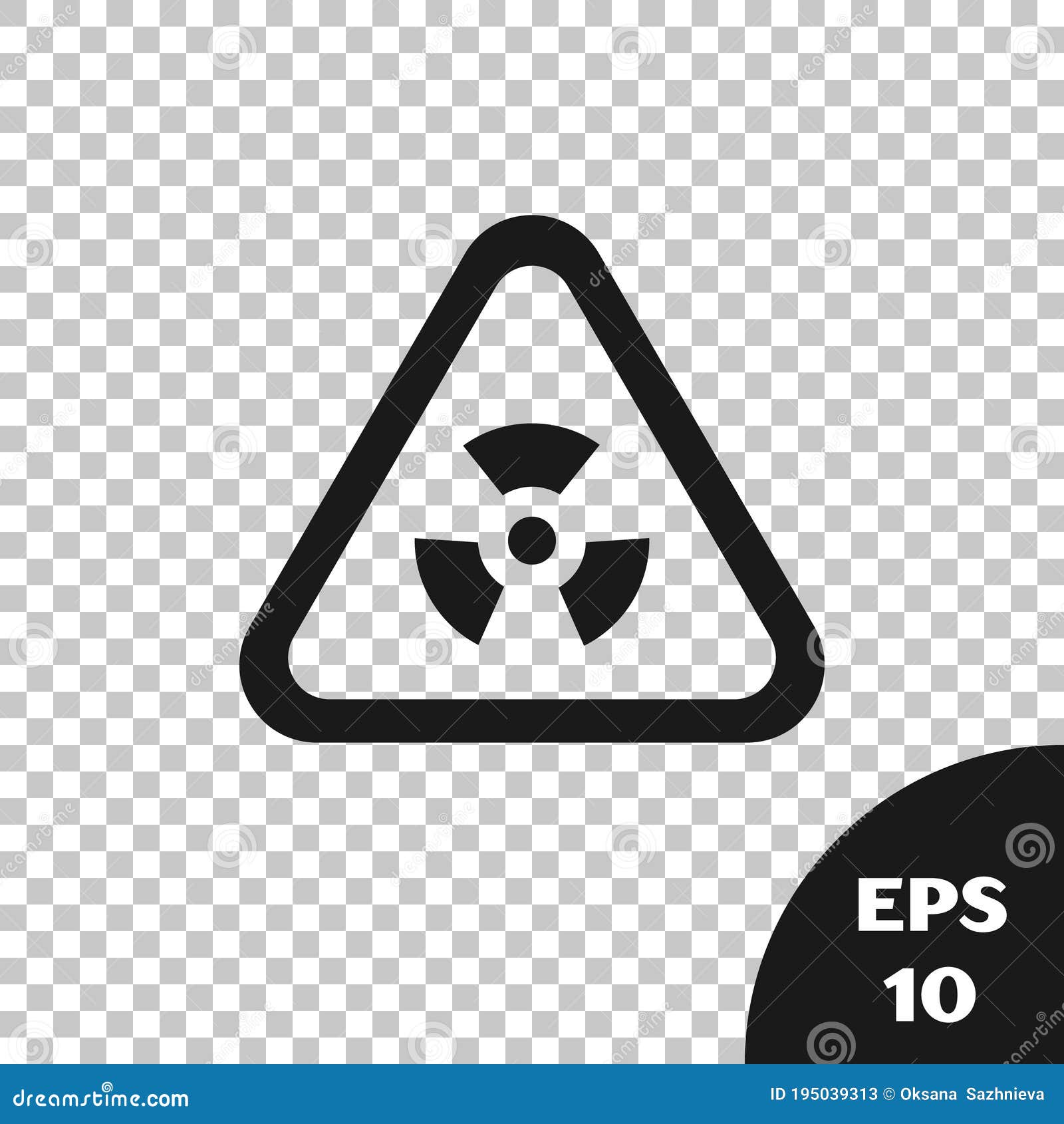 Black Triangle Sign with Radiation Symbol Icon Isolated on Transparent ...
