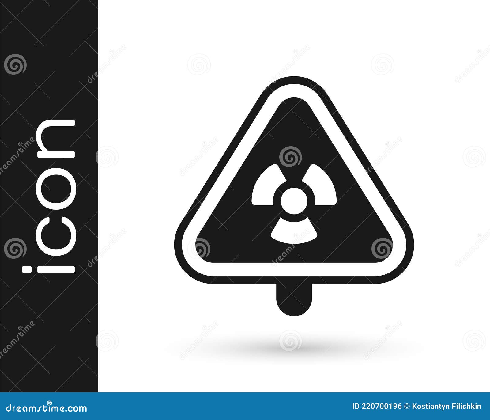 Black Triangle Sign with Radiation Symbol Icon Isolated on White ...