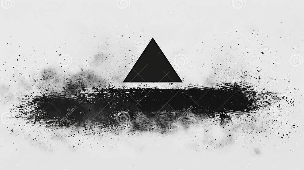 Black Triangle with Splatter Effect on White Background Stock Image ...