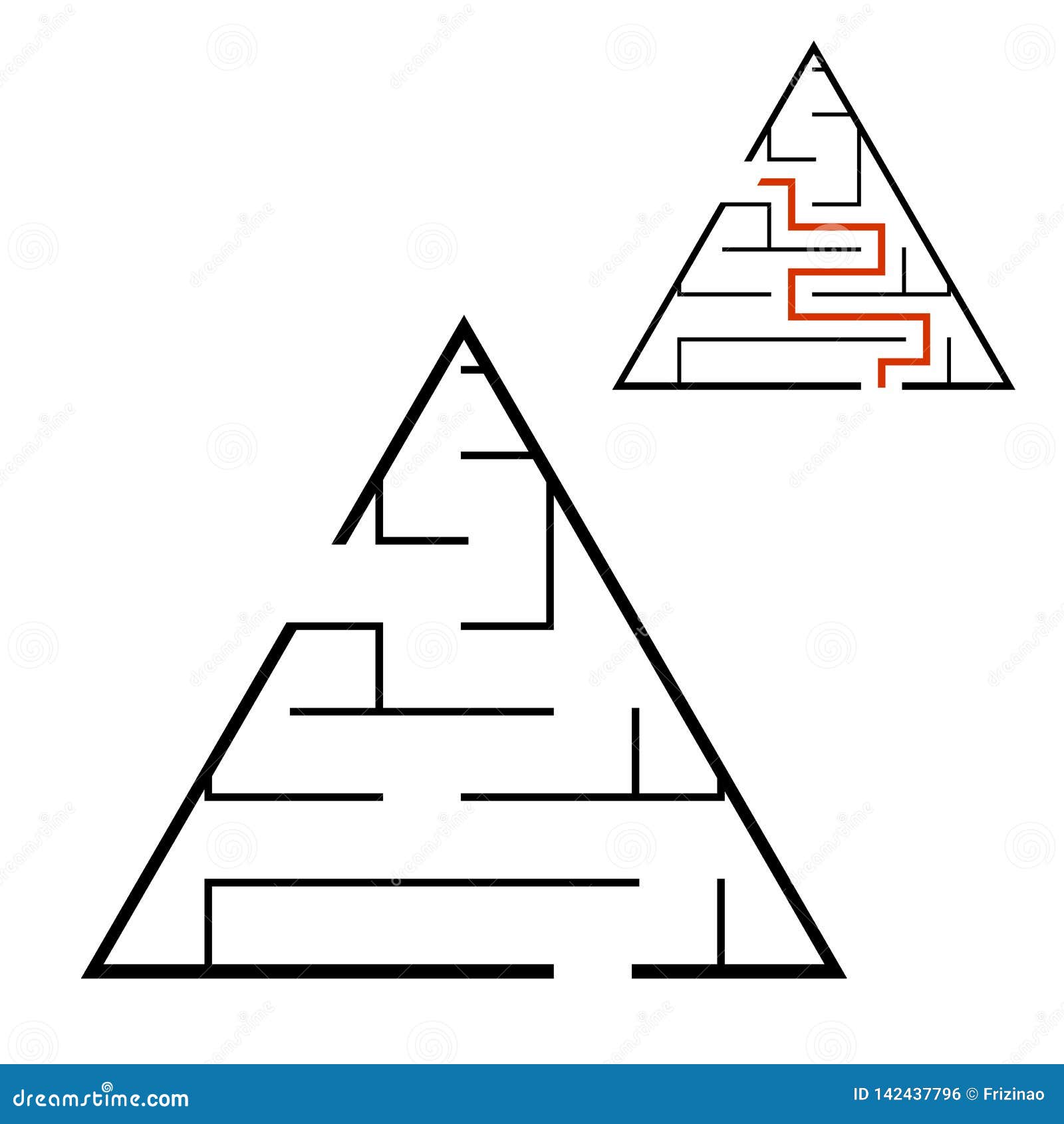 Black Triangular Labyrinth. Game for Kids. Puzzle for Children. Maze ...