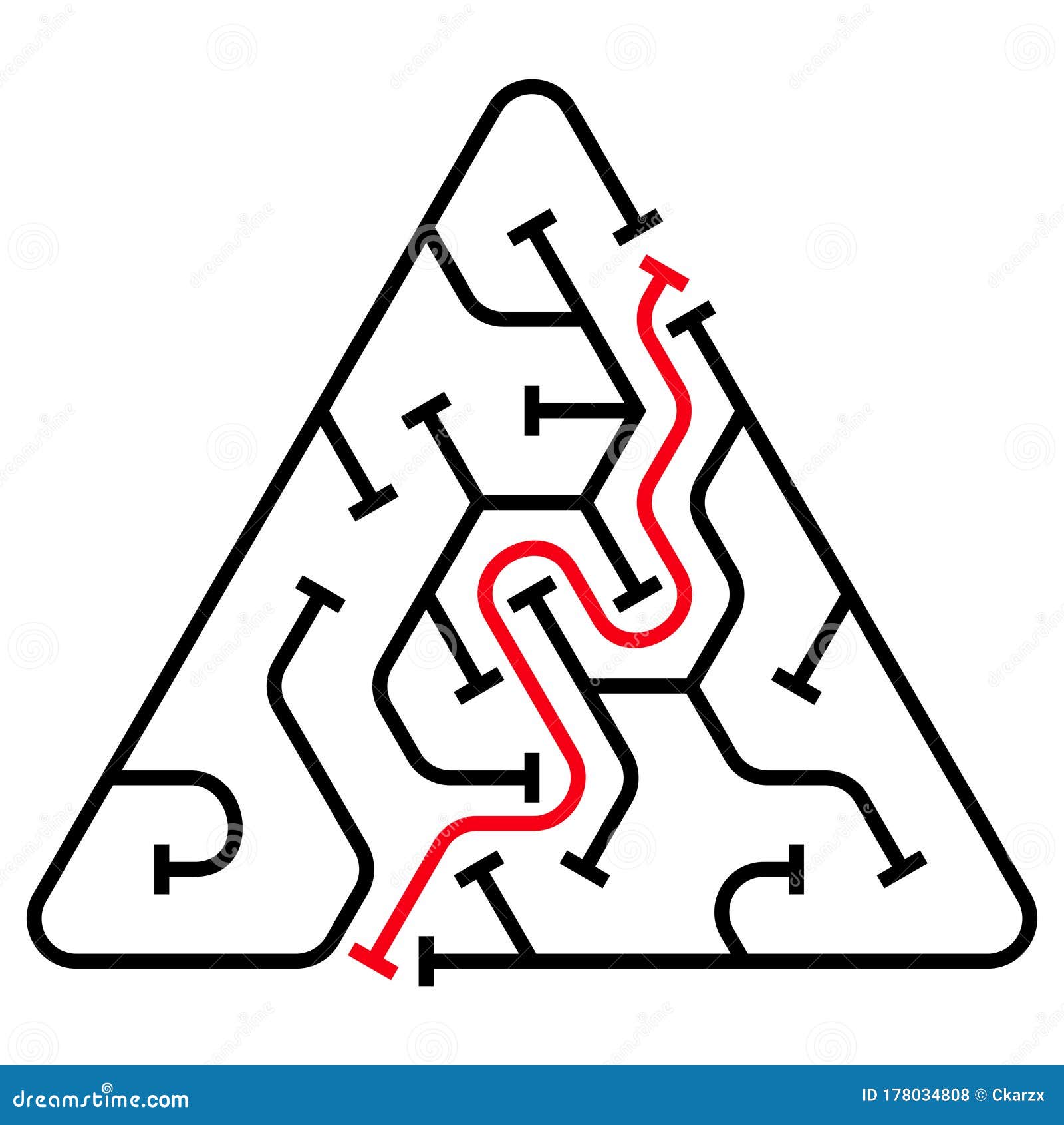 Black Triangular Maze with Help Stock Vector - Illustration of maze ...