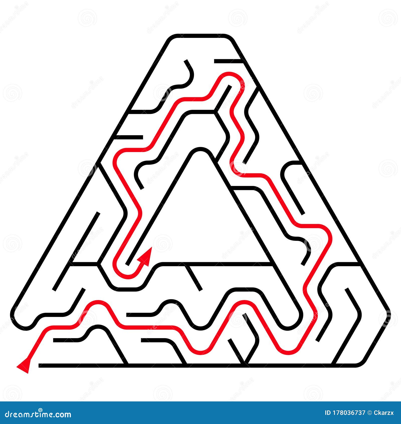 Black Triangular Maze with Help Stock Vector - Illustration of tickler ...
