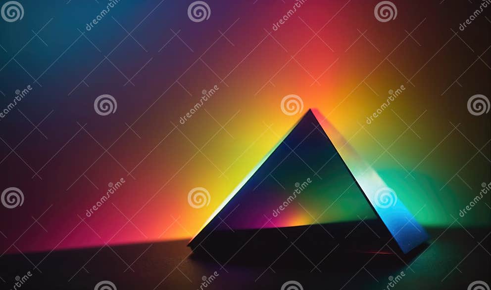 A Black Triangular Prism Sits on a Dark Surface, Illuminated by a ...