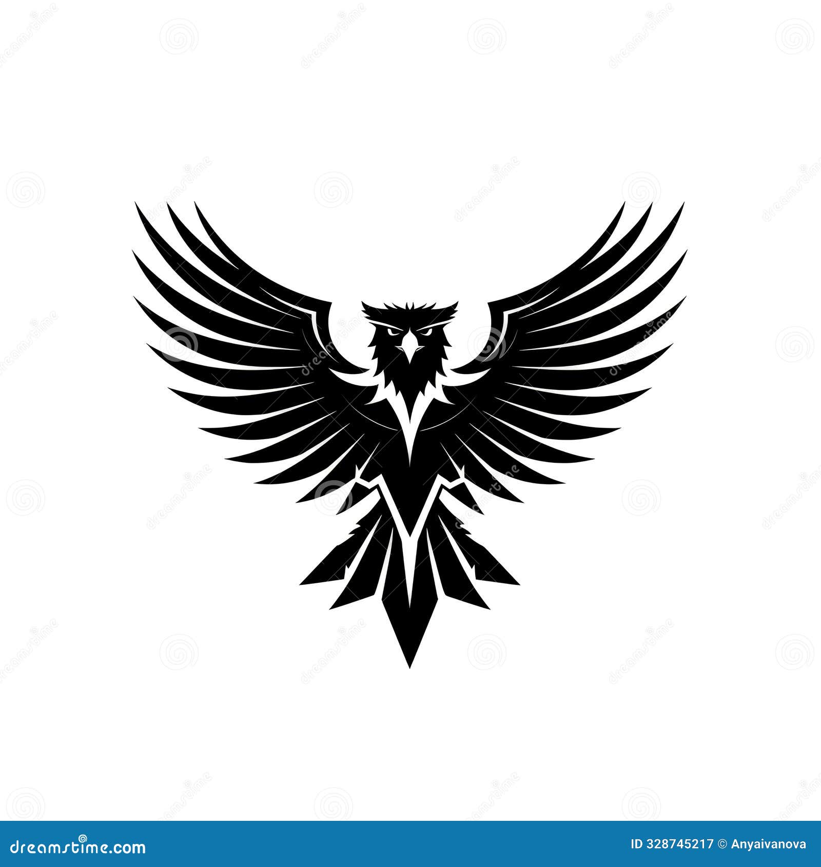 Black Tribal Phoenix Tattoo Design with Outspread Wings Stock ...