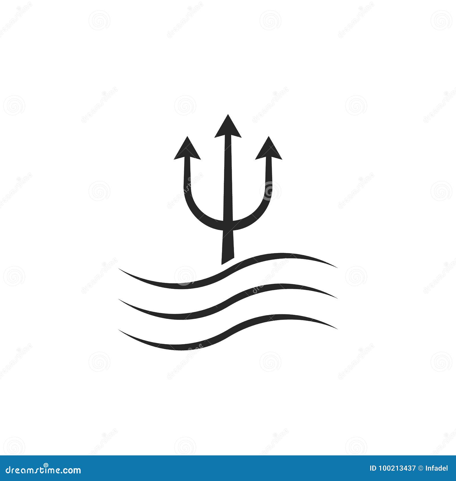 Black Trident Icon with Waves Stock Vector - Illustration of guard ...
