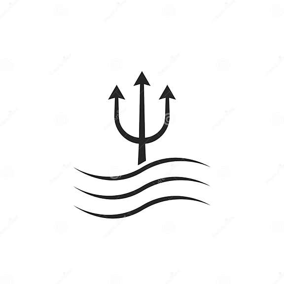 Black Trident Icon with Waves Stock Vector - Illustration of guard ...