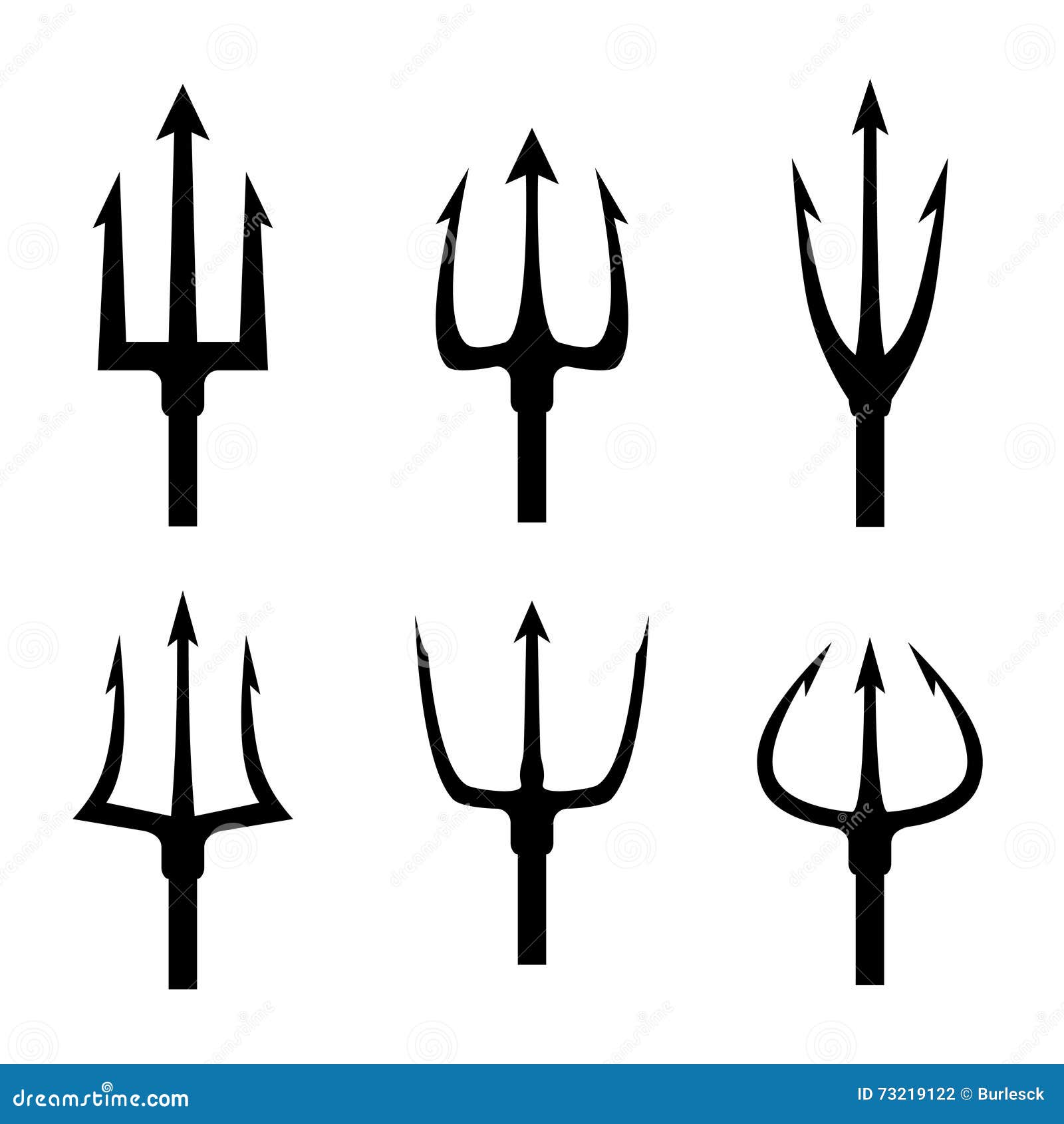 Black Trident Silhouette Vector Set Stock Vector - Illustration of ...