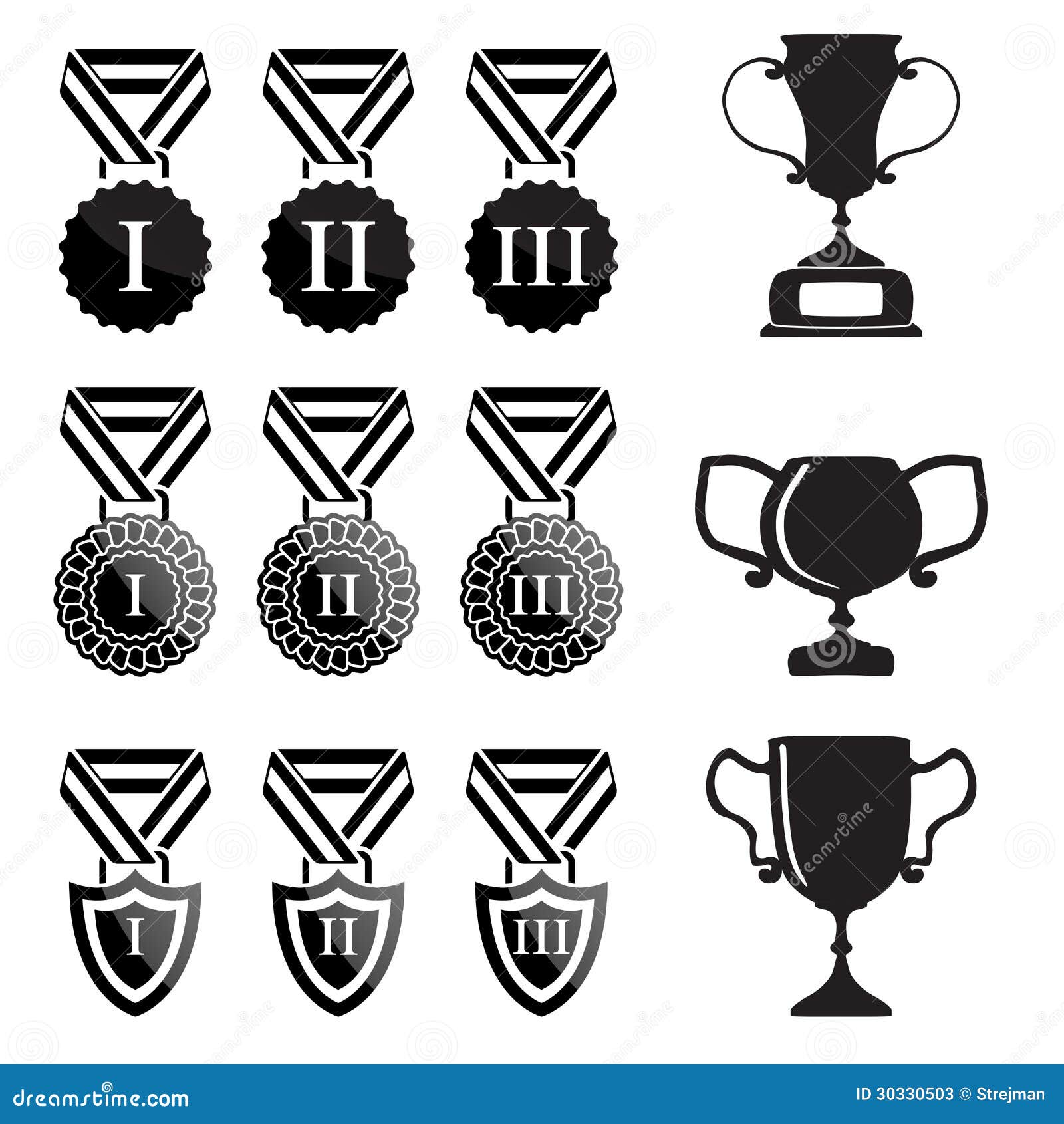 Black Trophy and Awards Icons Set Stock Vector - Illustration of ...