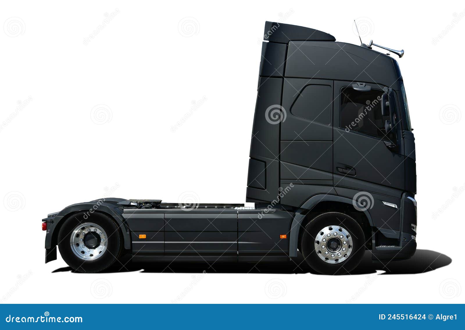 Black Truck Tractor, Side View Stock Photo - Image of trucking, semi ...