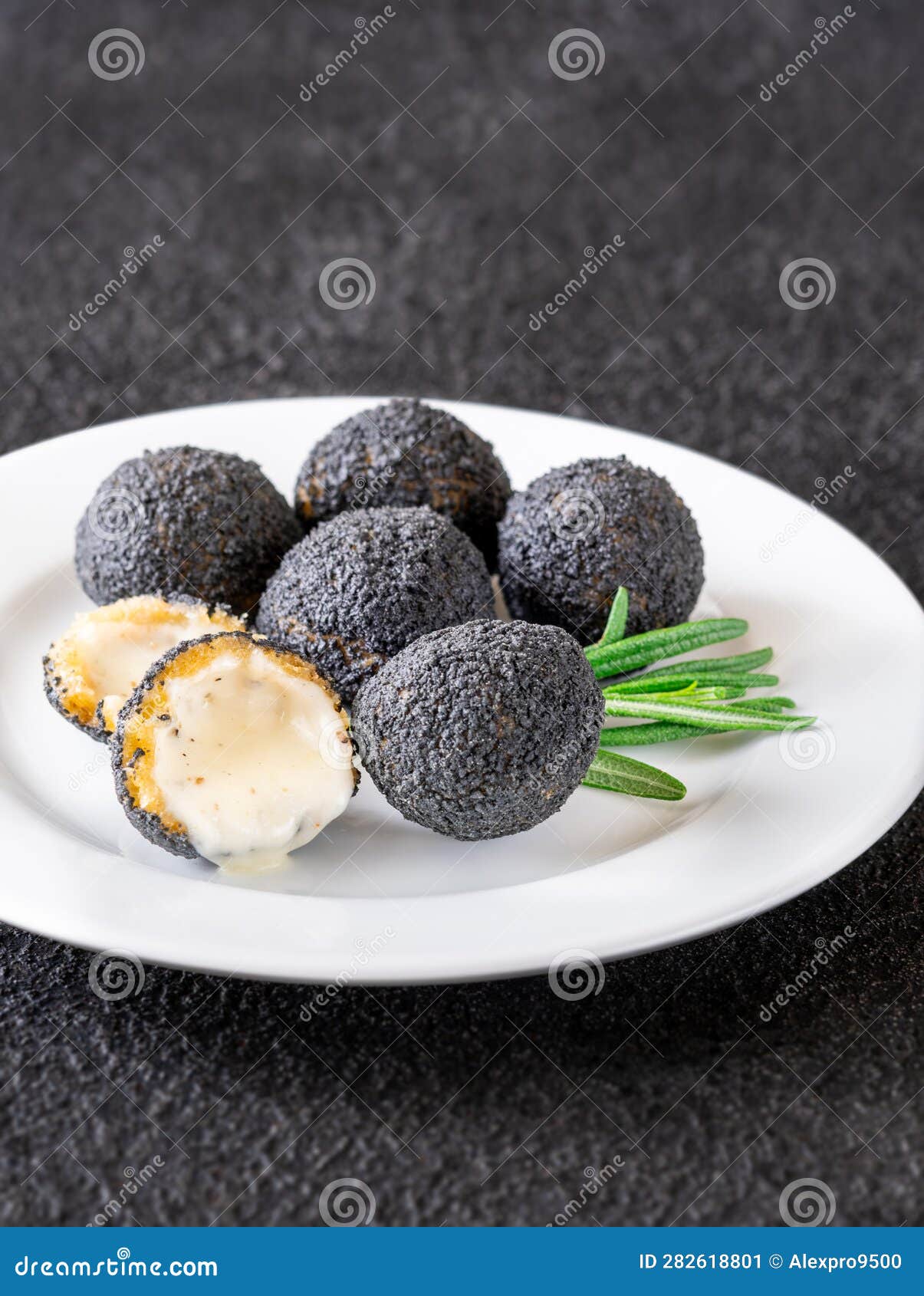 Black Truffle Mozzarella Balls Stock Image - Image of closeup ...