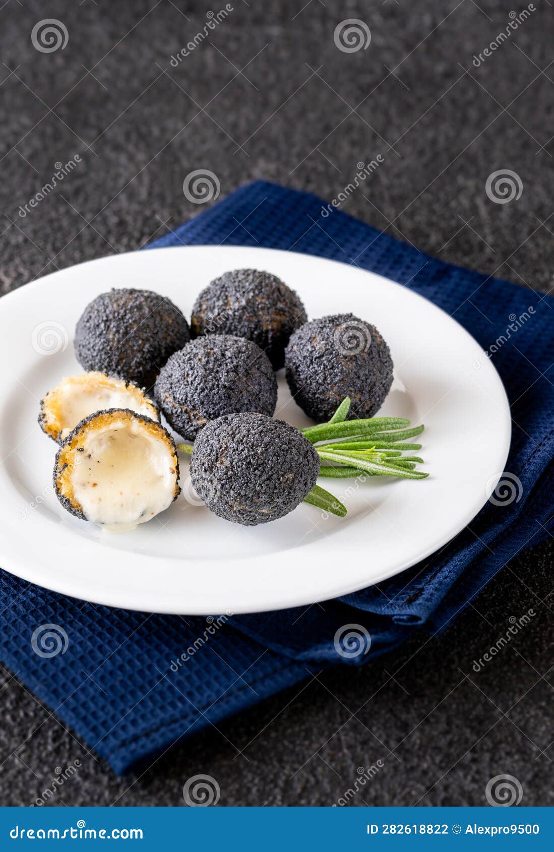 Black Truffle Mozzarella Balls Stock Photo - Image of truffle, fritter ...