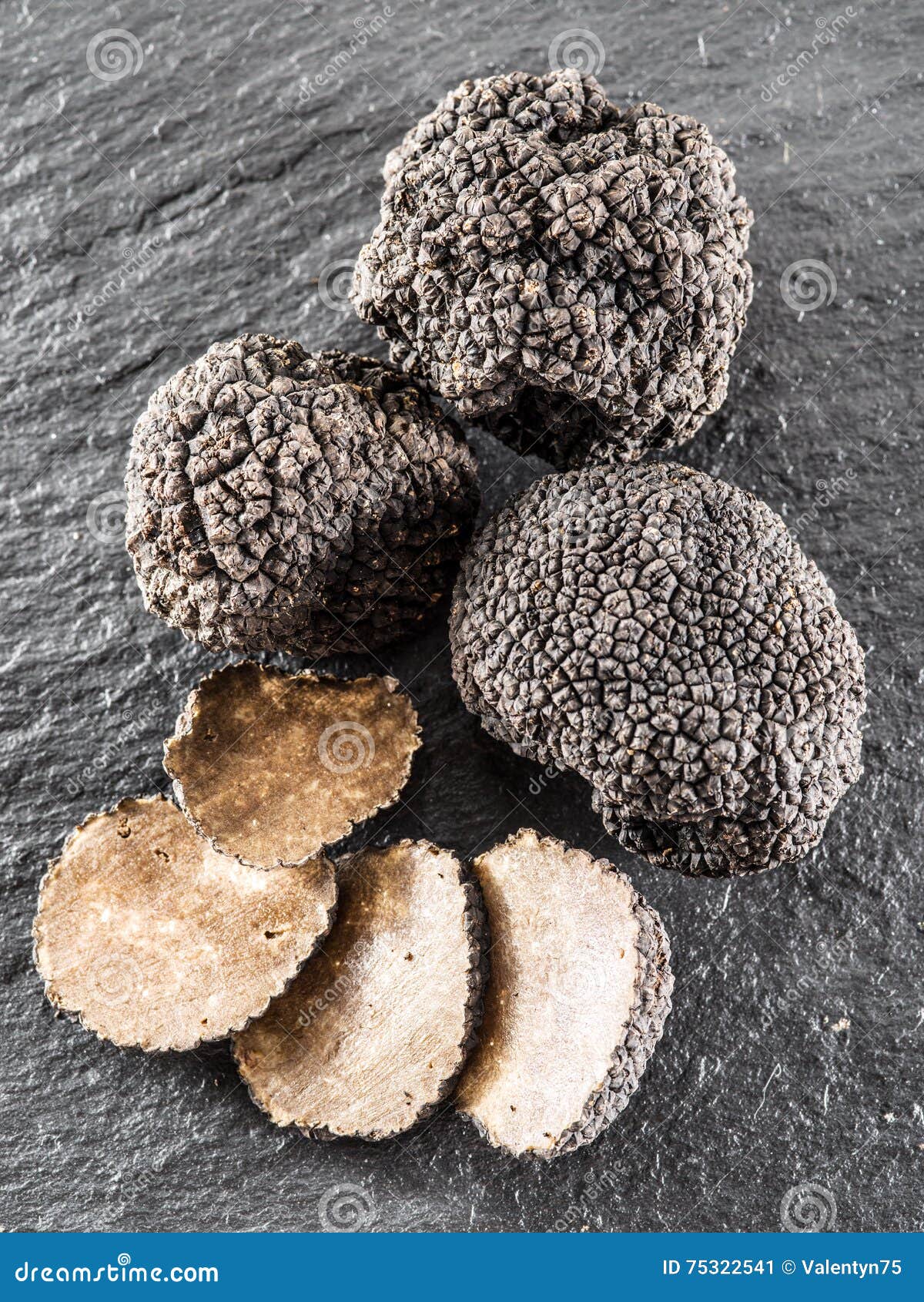 Black Truffles and Truffle Slices. Stock Image - Image of organic ...