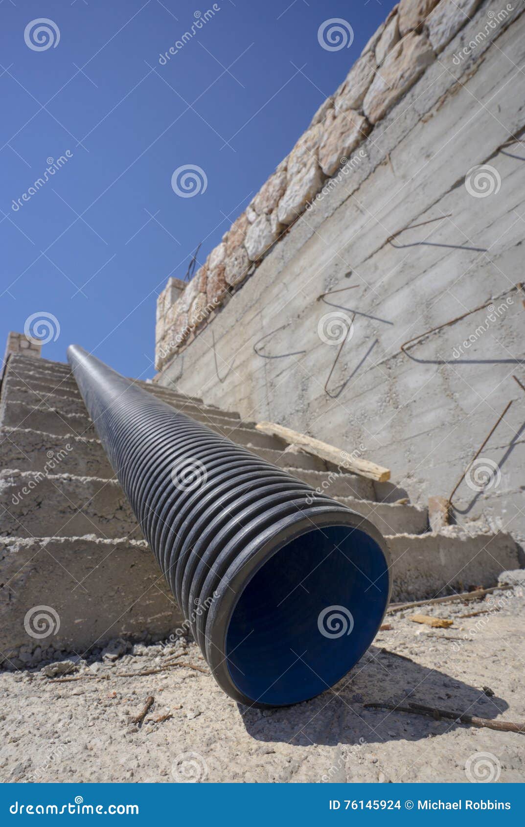 Black Tube on Construction Site Stock Photo - Image of site, sanitation ...