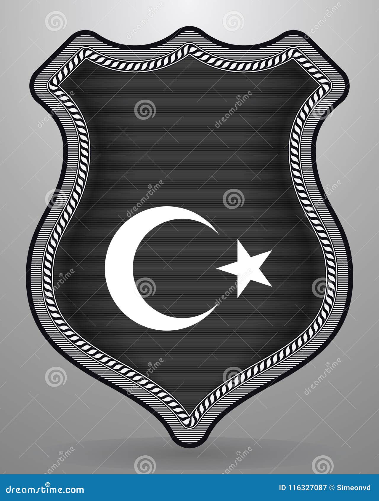 Black Turkish Flag With White Crescent And Star. Vector Badge An ...