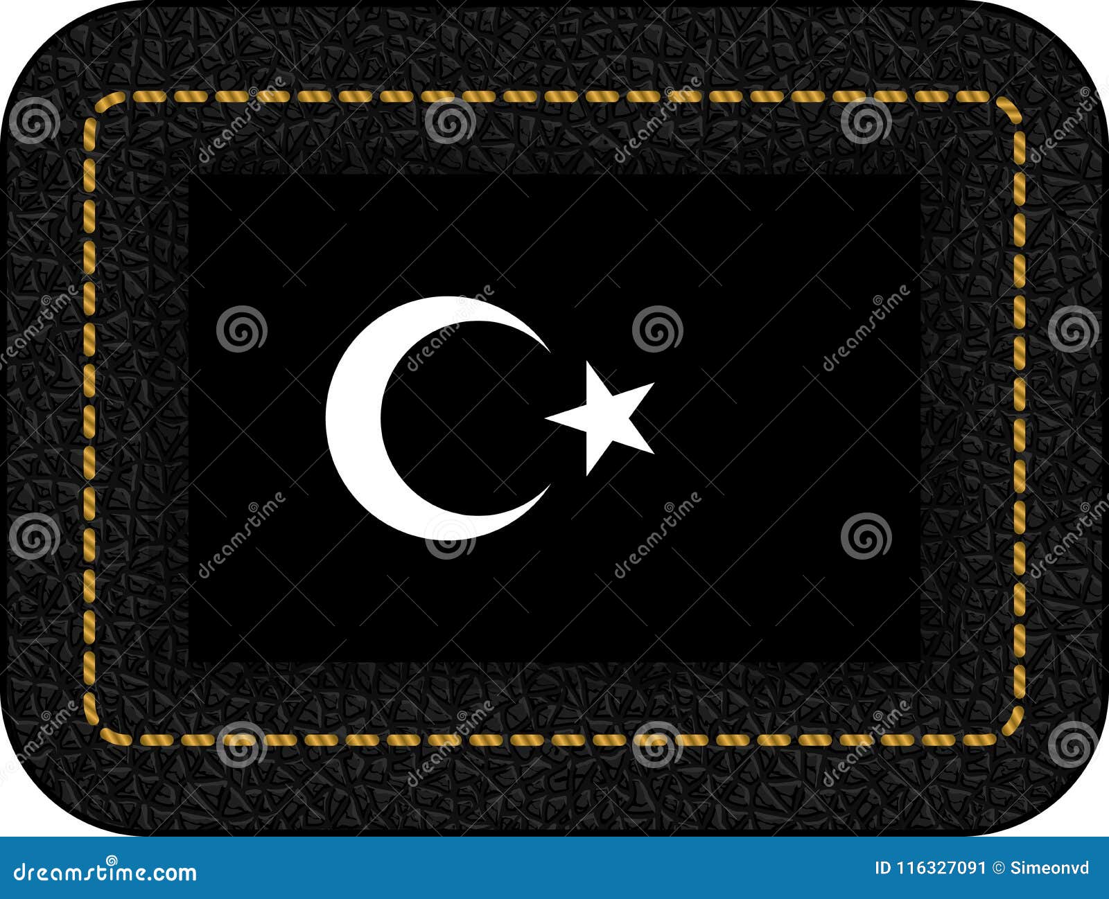Black Turkish Flag with White Crescent and Star. Vector Icon on Stock ...