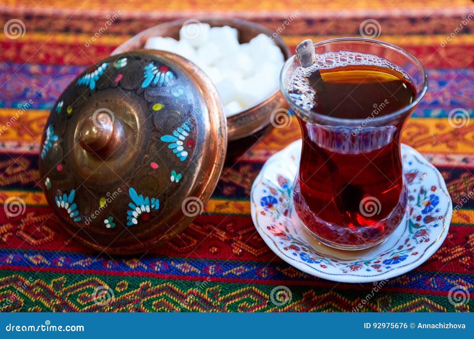 Black Turkish Tea in Traditional Glass Stock Photo - Image of beverage ...