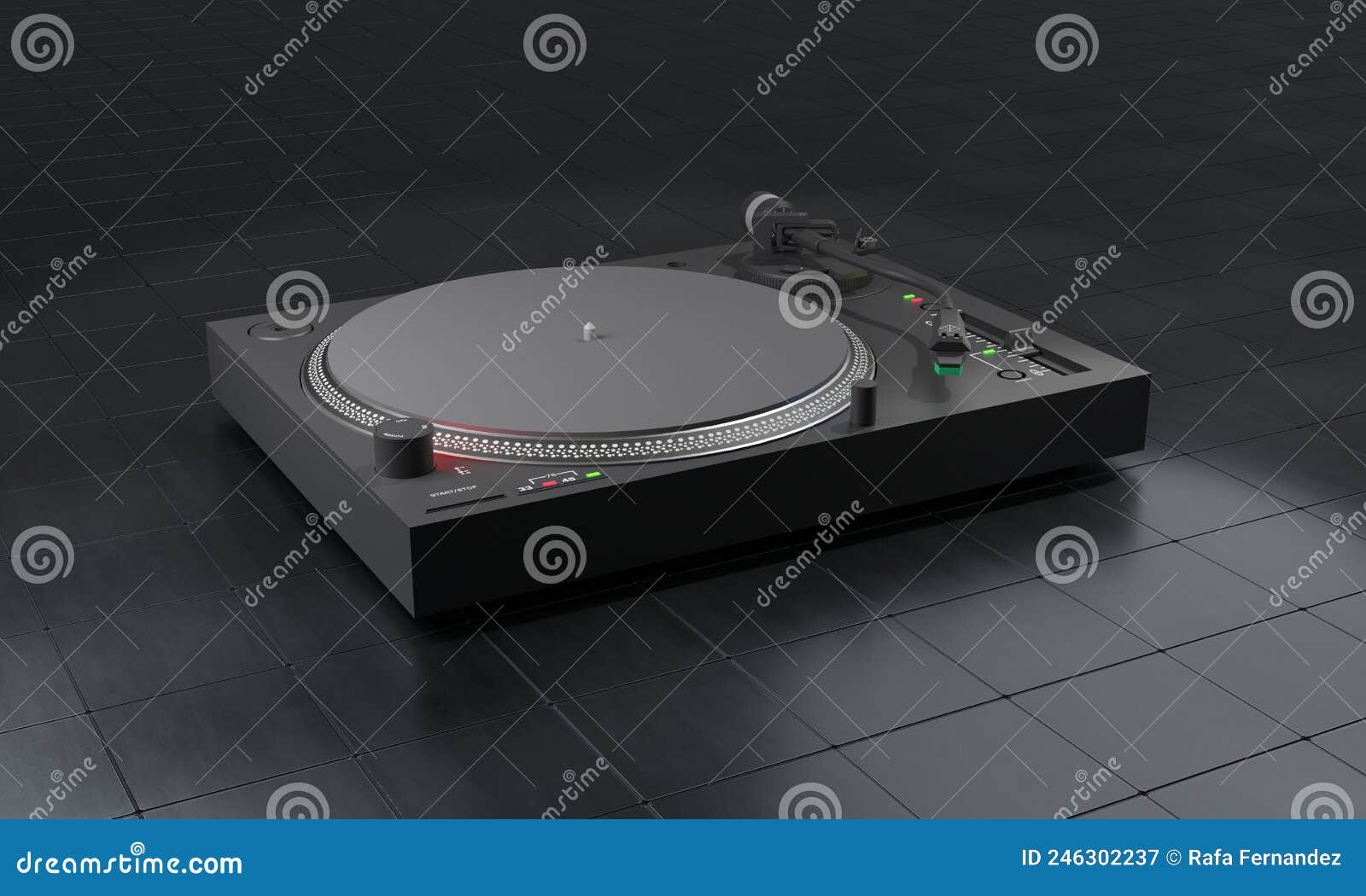 A Black Turntable Abstract Background. 3D Illustration Stock ...