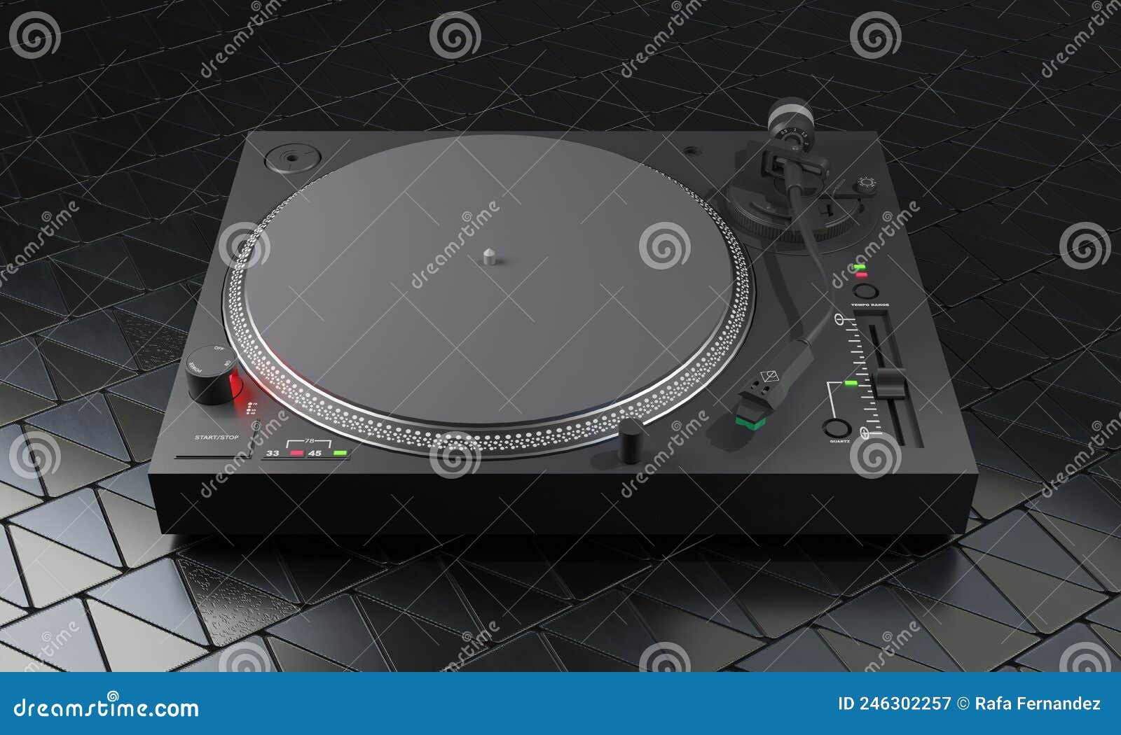 A Black Turntable Abstract Background. 3D Illustration Stock ...