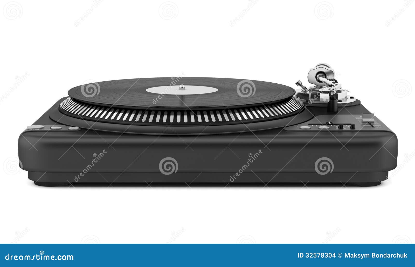 Black Turntable Isolated On White Background With Clipping Mask Stock ...
