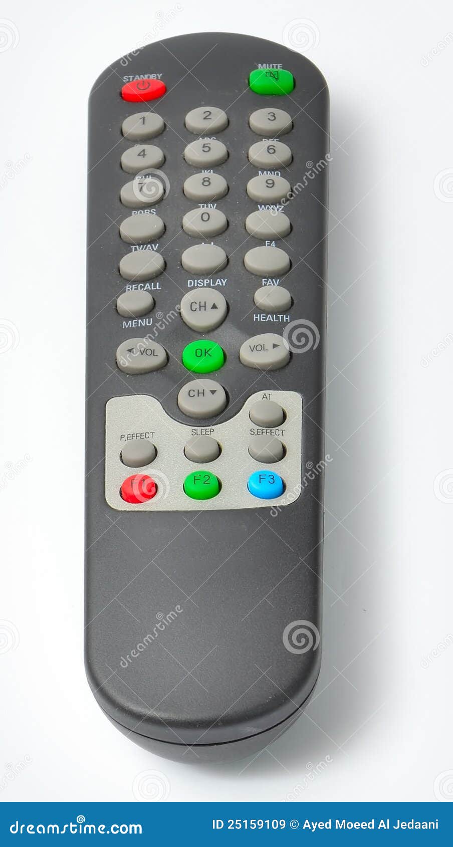 Black TV Remote Control from the Front Stock Image - Image of household ...