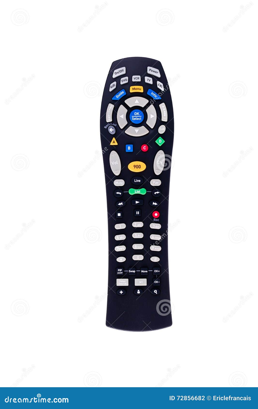 Black Tv Remote Control Front View Isolated on White Stock Photo ...