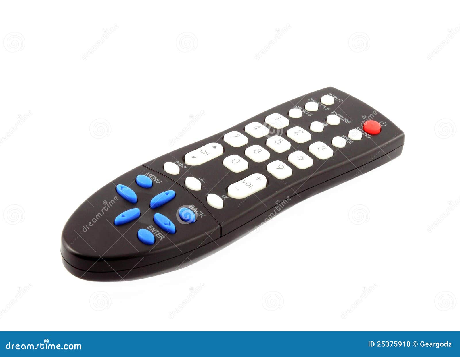 Black TV Remote Control Isolated on White Stock Photo - Image of ...